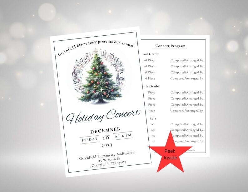 Concert Program Template, Holiday Concert Program, Christmas Concert ...