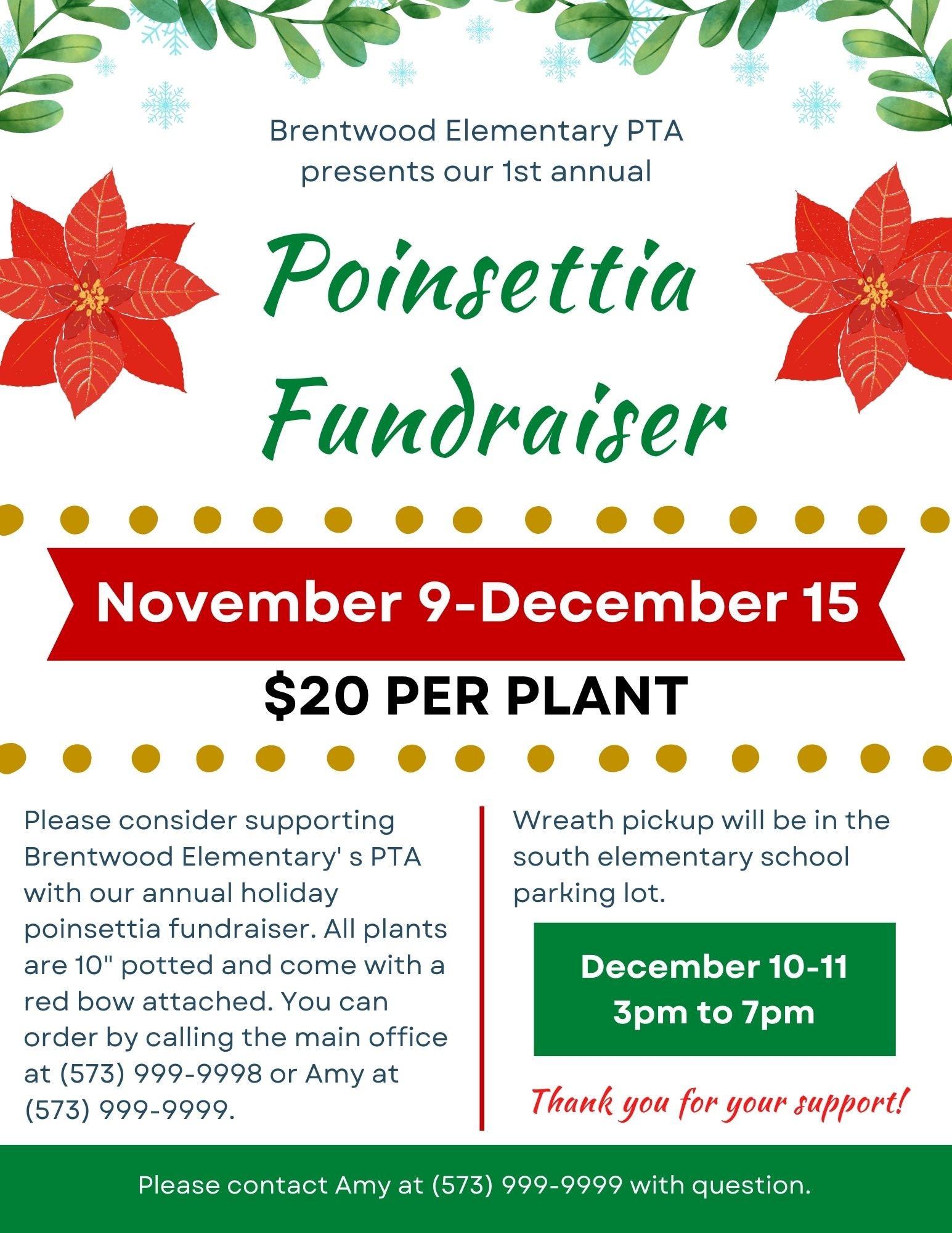 Poinsettia Fundraiser Flyer, Holiday Fundraiser Flyer, Christmas ...