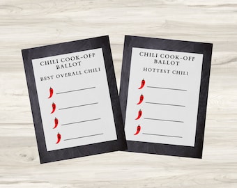 Chili Cook-off Voting Score Sheet Printable Instant Digital - Etsy