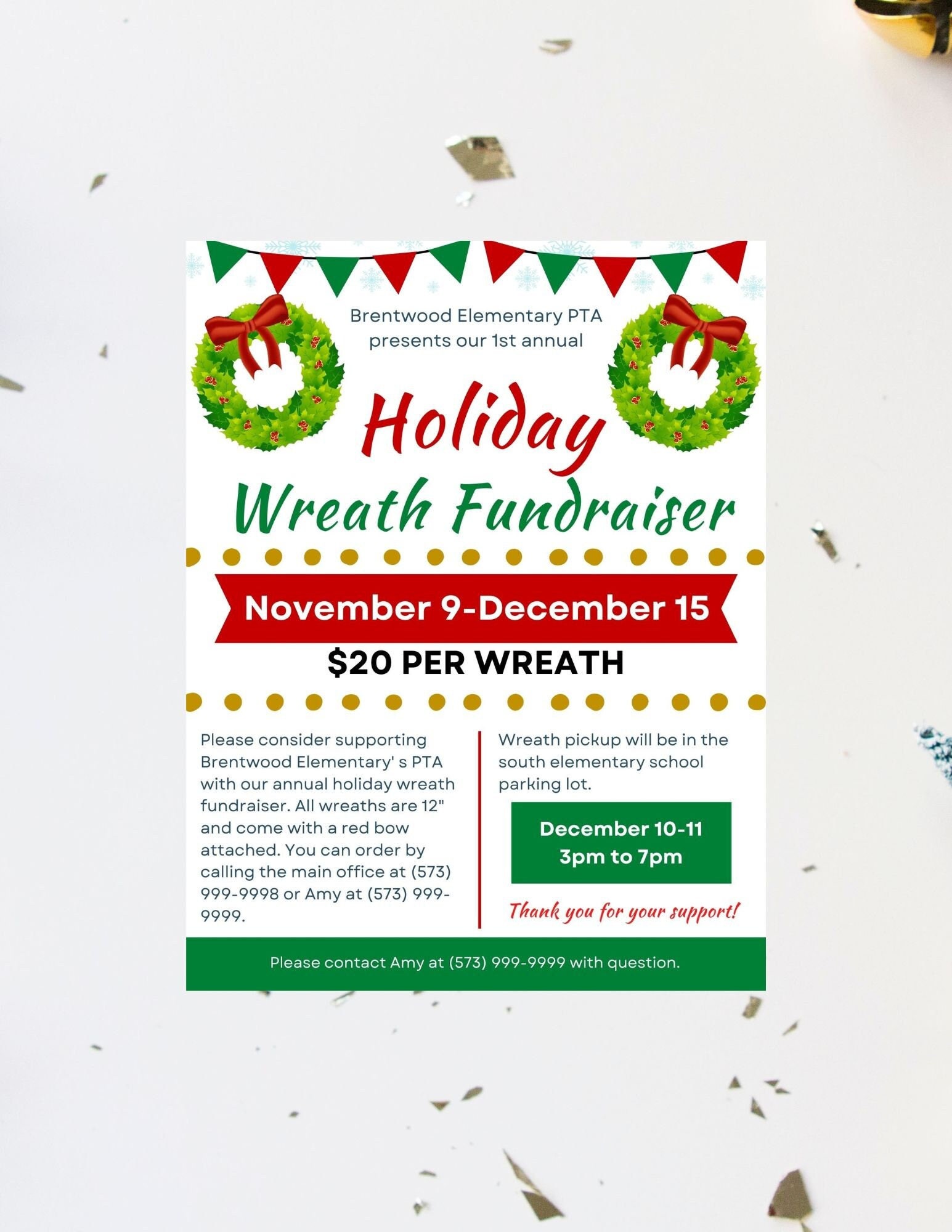 Christmas Wreath Fundraiser Flyer, Holiday Wreath Sale, Christmas ...