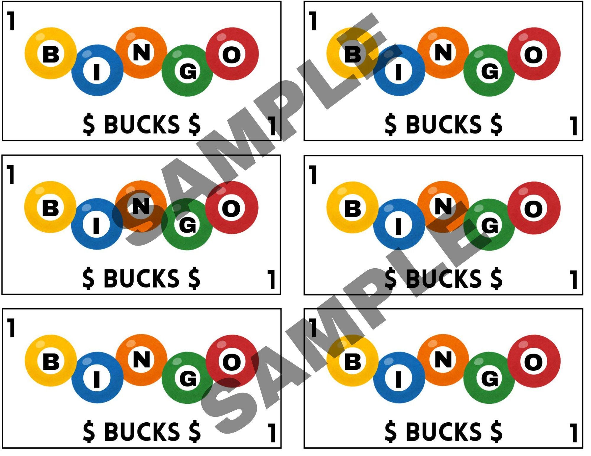 Printable Bingo Bucks, Bingo Reward Dollars, Bingo Money, Pretend Money, Bingo Game Money, Bingo ...