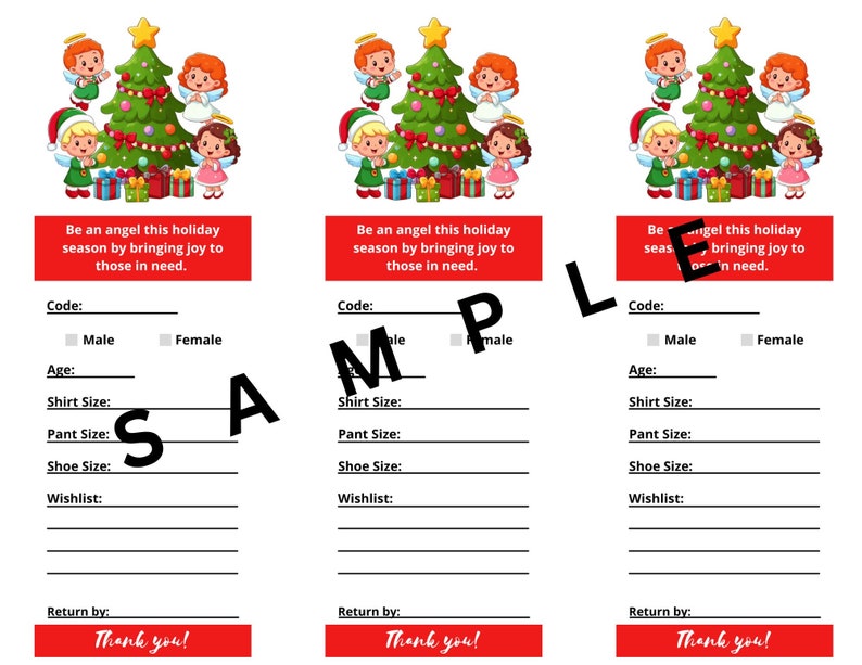 Angel Tree Gift Tag, Giving Tree Gift Tag, Gift Tag Donation Slip, Toy ...