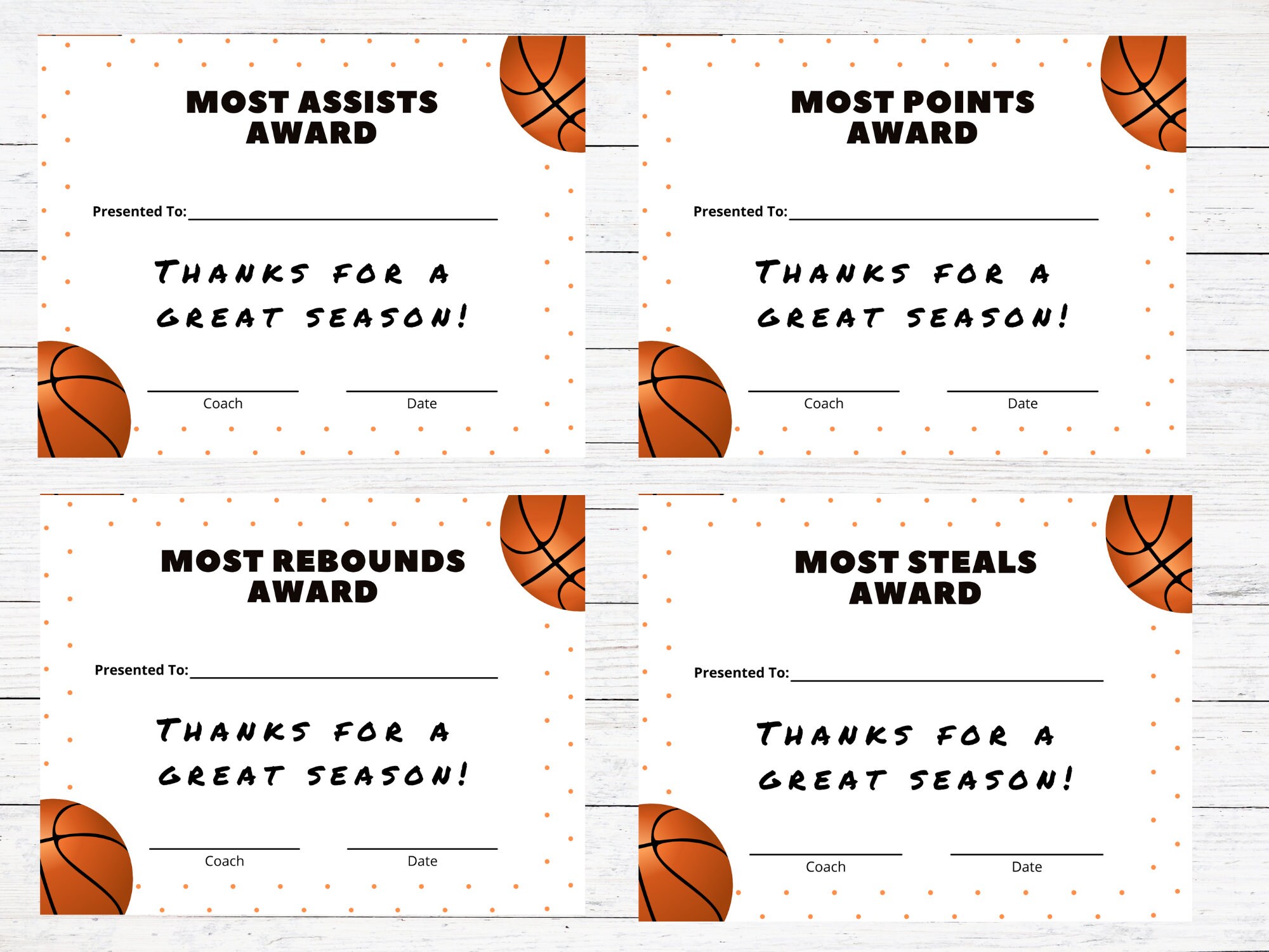 Basketball Award Certificates, End of Season Basketball Awards ...