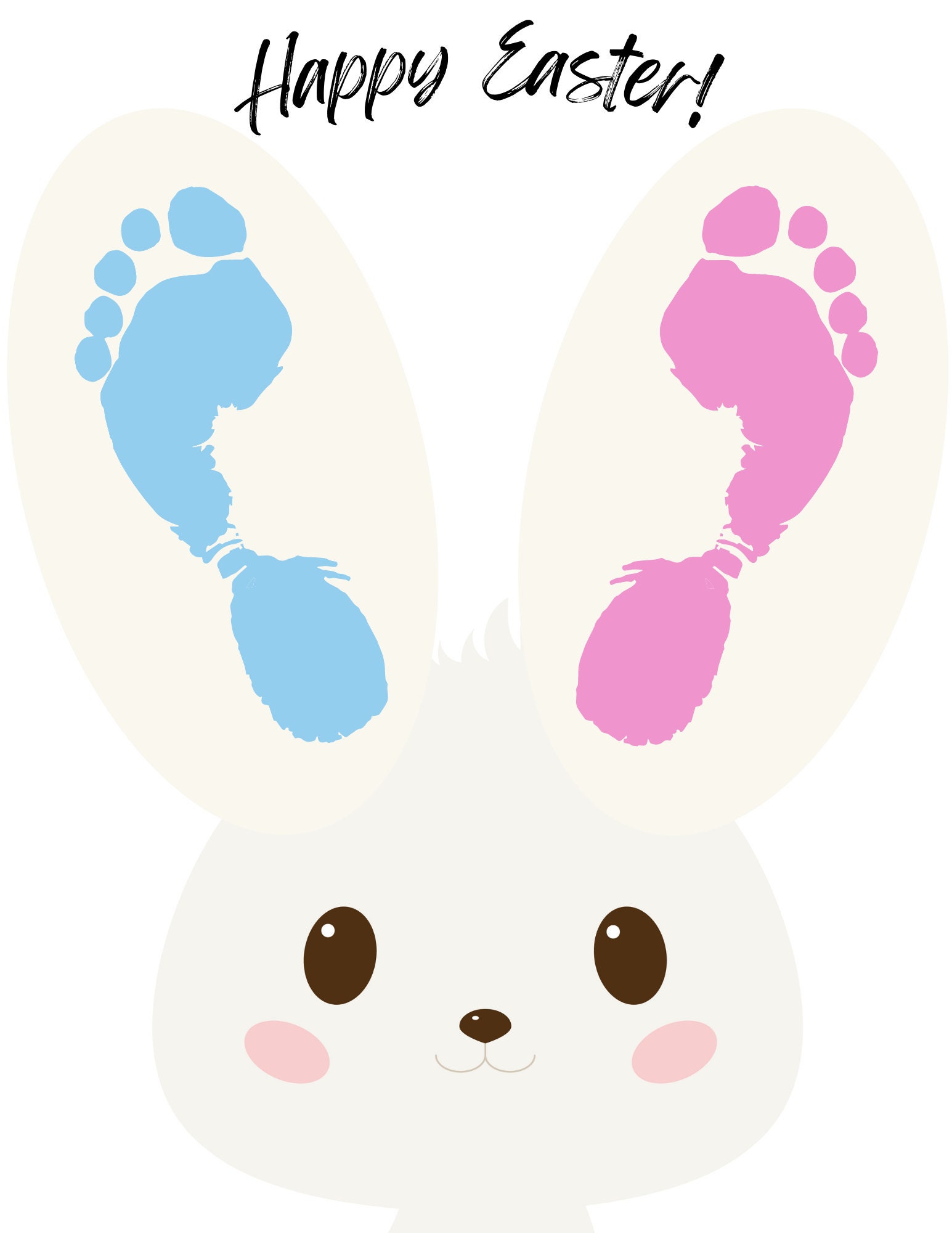 Easter Bunny Ears Footprint Craft, Baby/toddler/kids Printable Craft ...