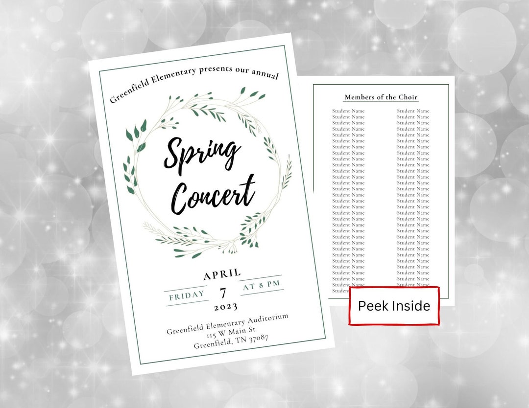 Concert Program Template, Spring Concert Program, Easter Concert ...