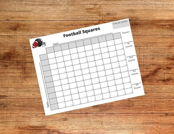 Football Squares Game Printable Football Grids Football - Etsy