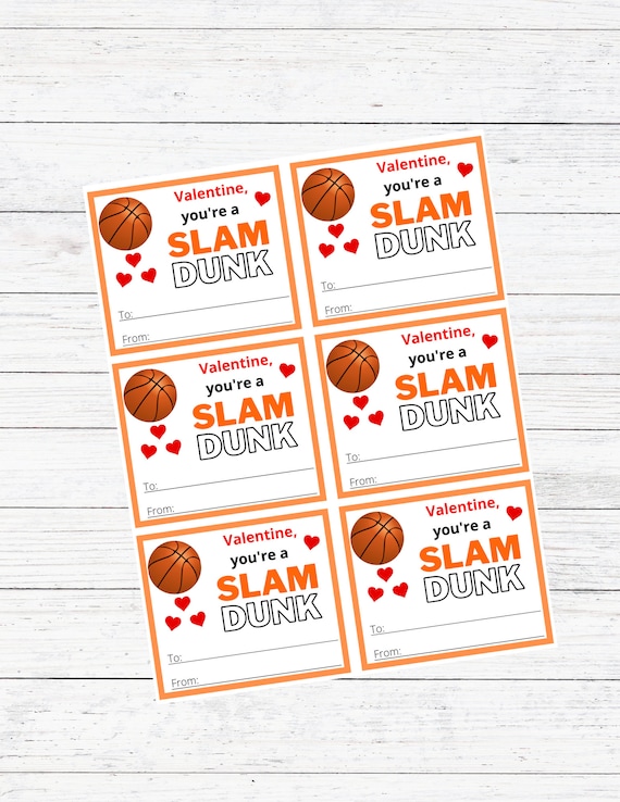 Basketball Valentines Cards Printable Valentine Cards | Etsy