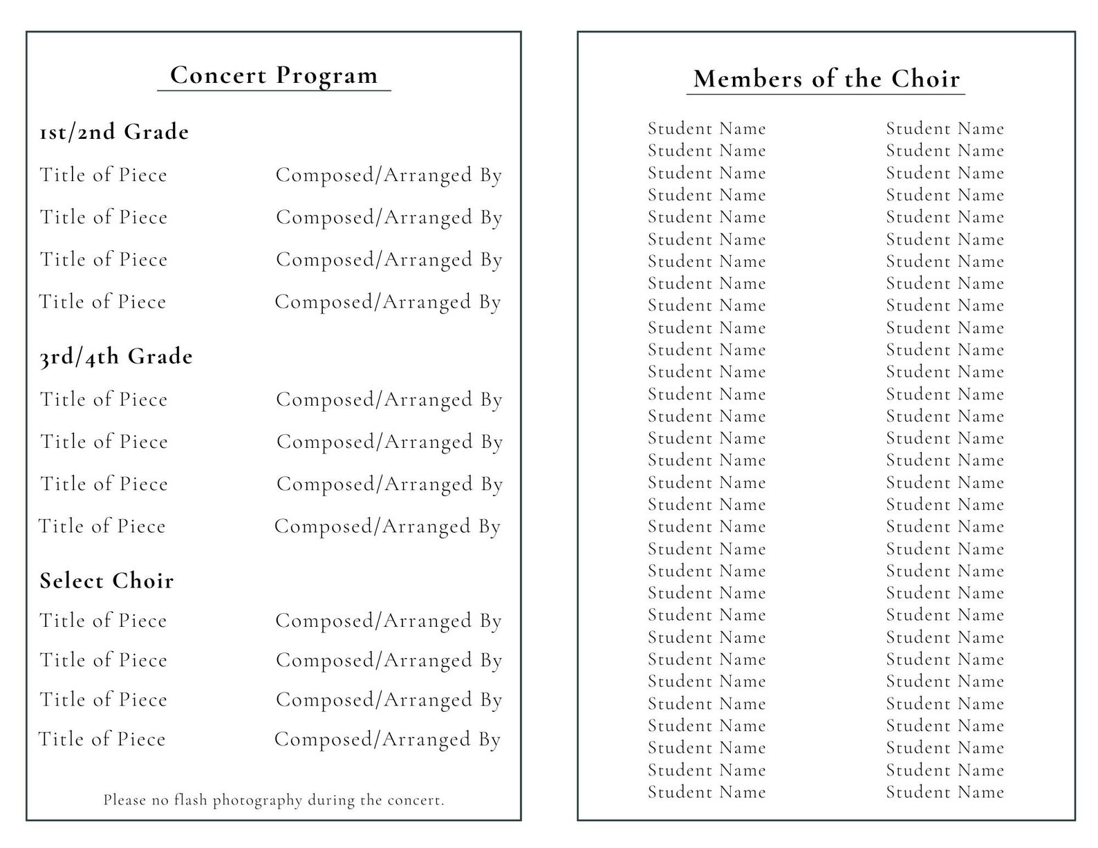 Concert Program Template, Holiday Concert Program, Christmas Concert ...