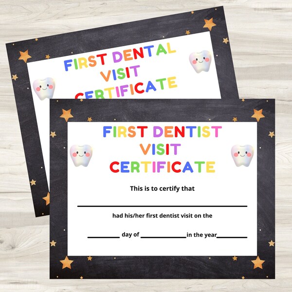First Dental Visit Certificate - Etsy
