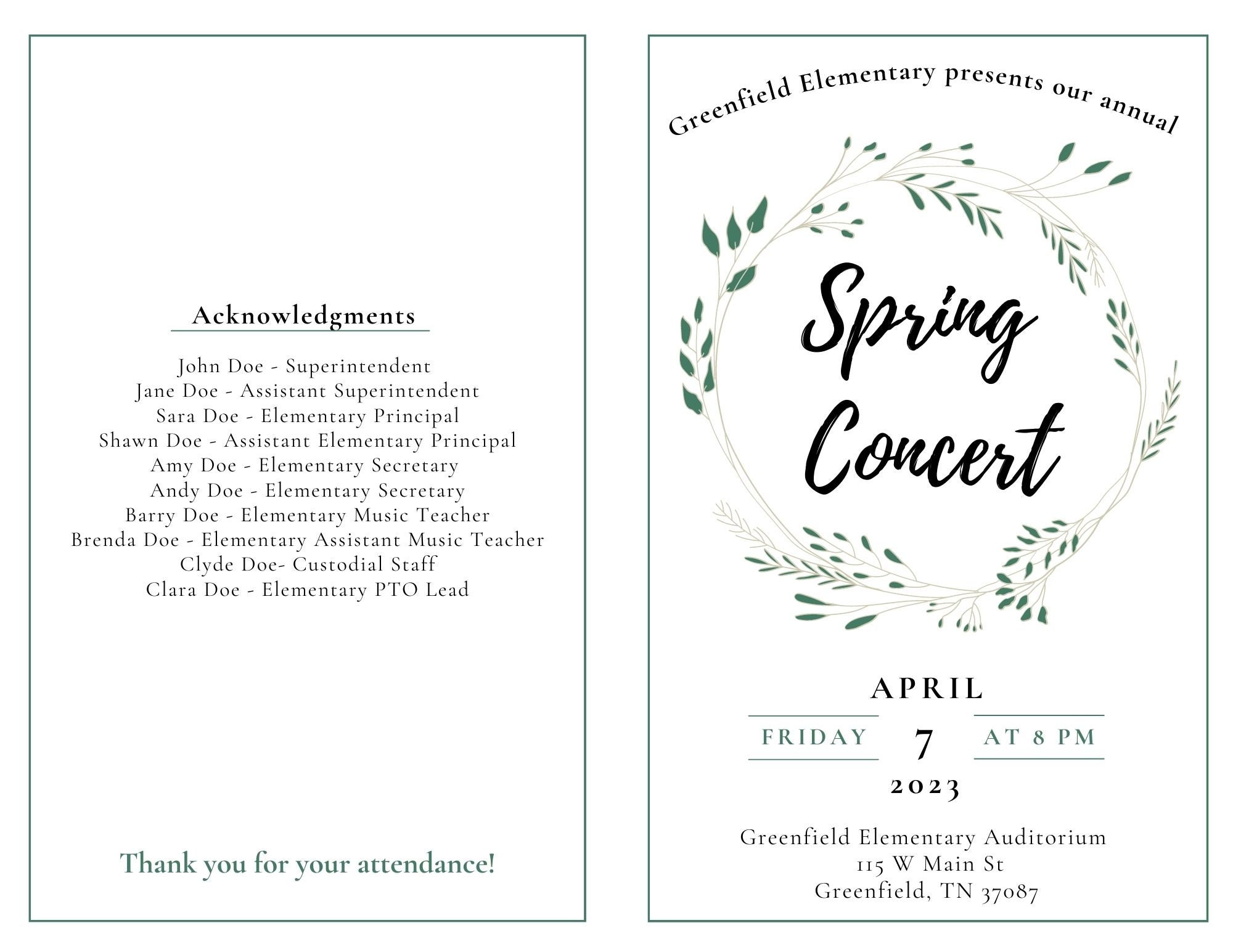Concert Program Template, Spring Concert Program, Easter Concert ...