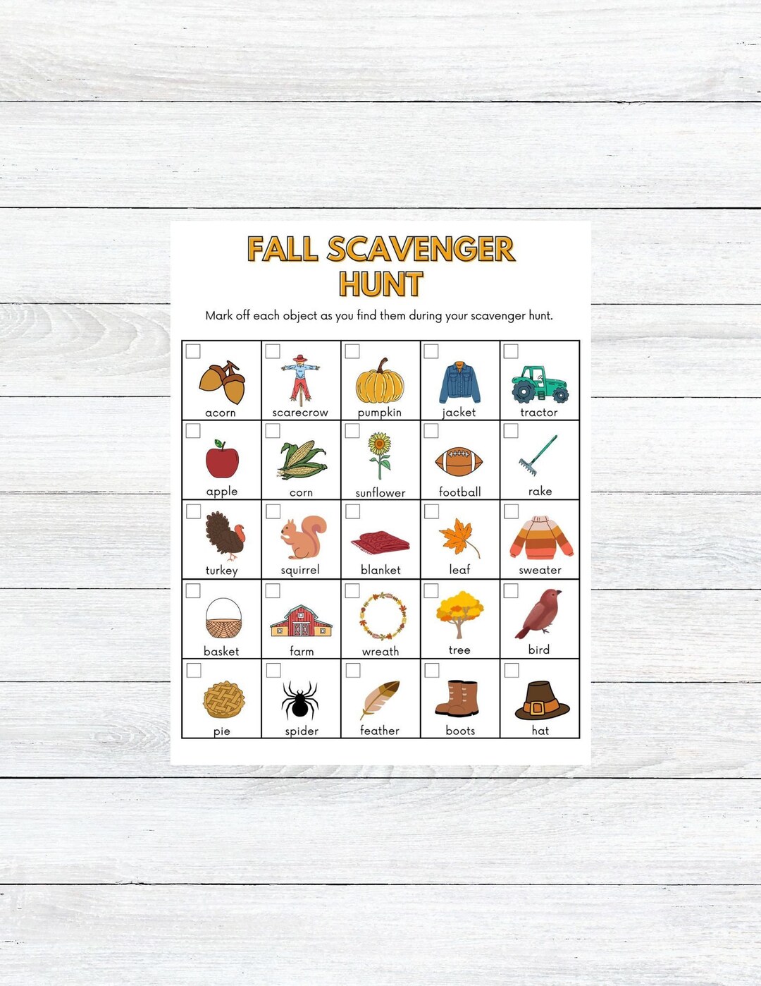 Scavenger Hunt for Kids, Fall Scavenger Hunt, Outdoor Activity for Kids ...