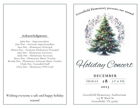 Plantilla De Programa De Concierto De Vacaciones