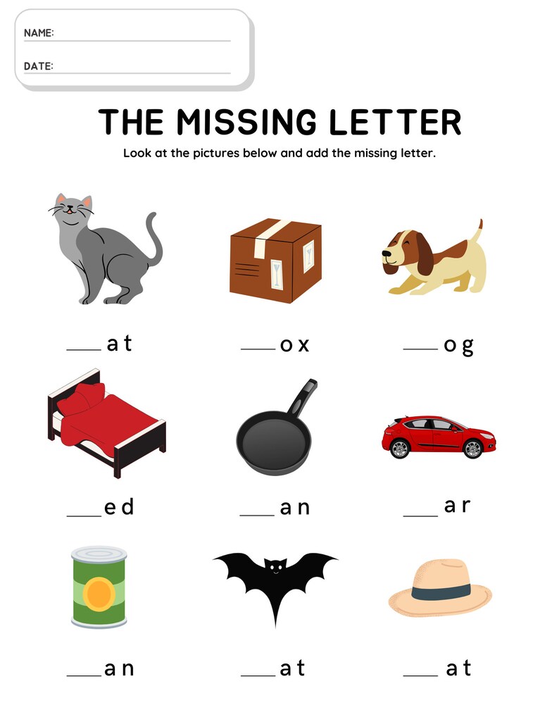 CVC Phonics Beginning Letter Sounds Worksheet Word Builder | Etsy