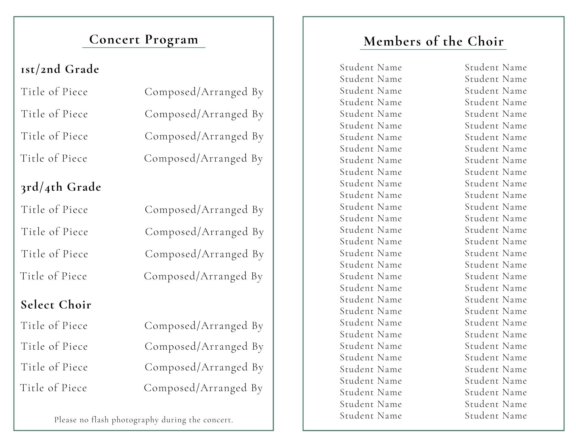 Concert Program Template, Spring Concert Program, Easter Concert ...