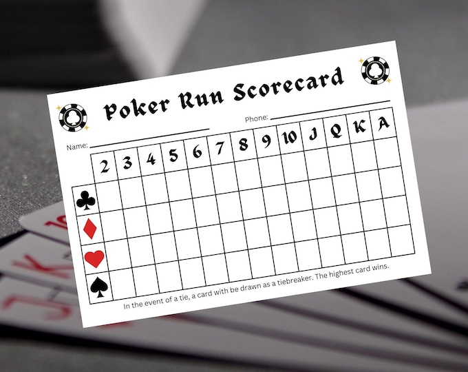 Poker Run Printable Scorecard, Poker Run Score Card, Poker Run Score ...