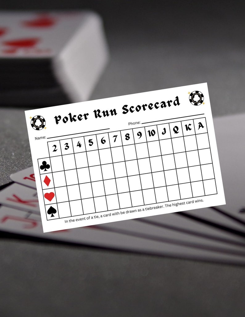Poker Run Printable Scorecard, Poker Run Score Card, Poker Run Score ...