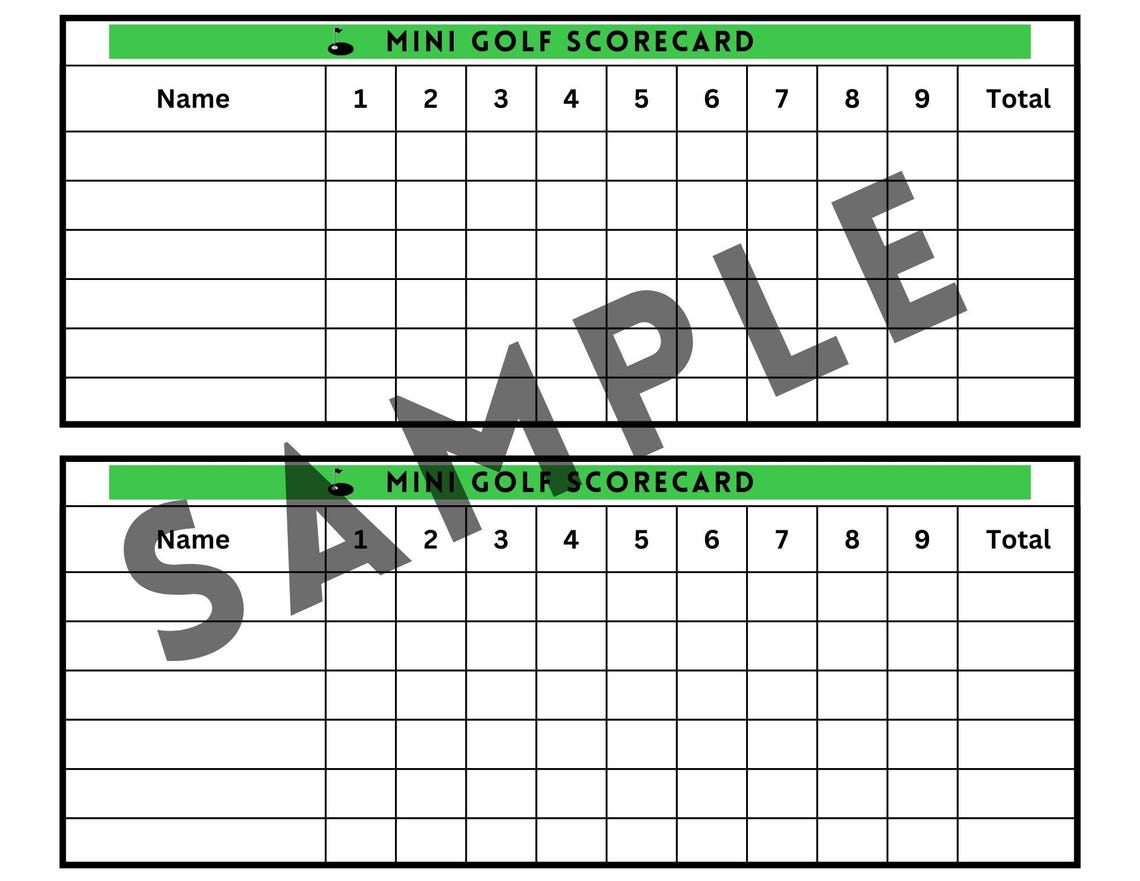 Mini Golf Printable Scorecard, Miniature Golf Scorecard, Mini Golf ...