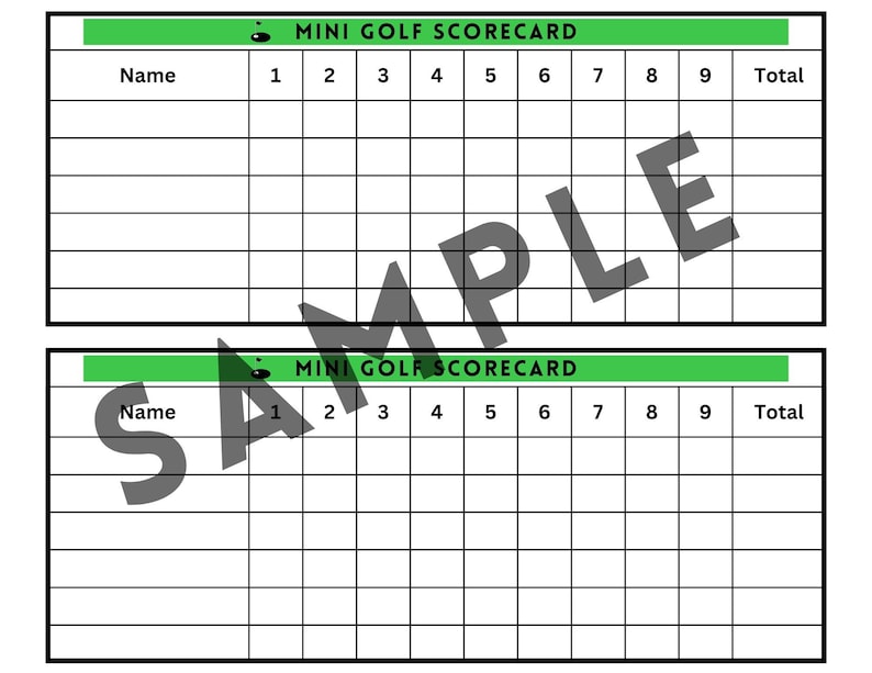 Mini Golf Printable Scorecard, Miniature Golf Scorecard, Mini Golf ...