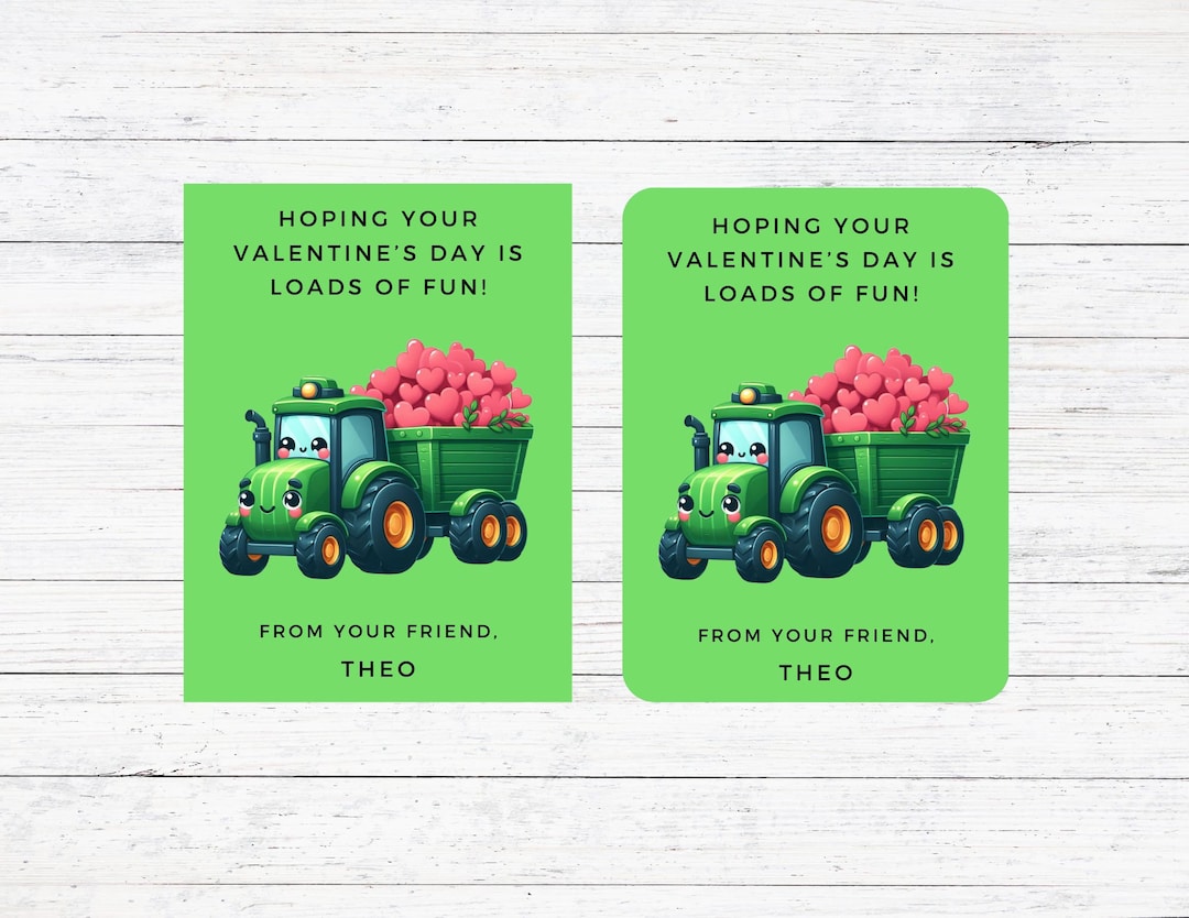 Printable Valentine's Day Card, Tractor Themed, Farm Loads of Fun ...