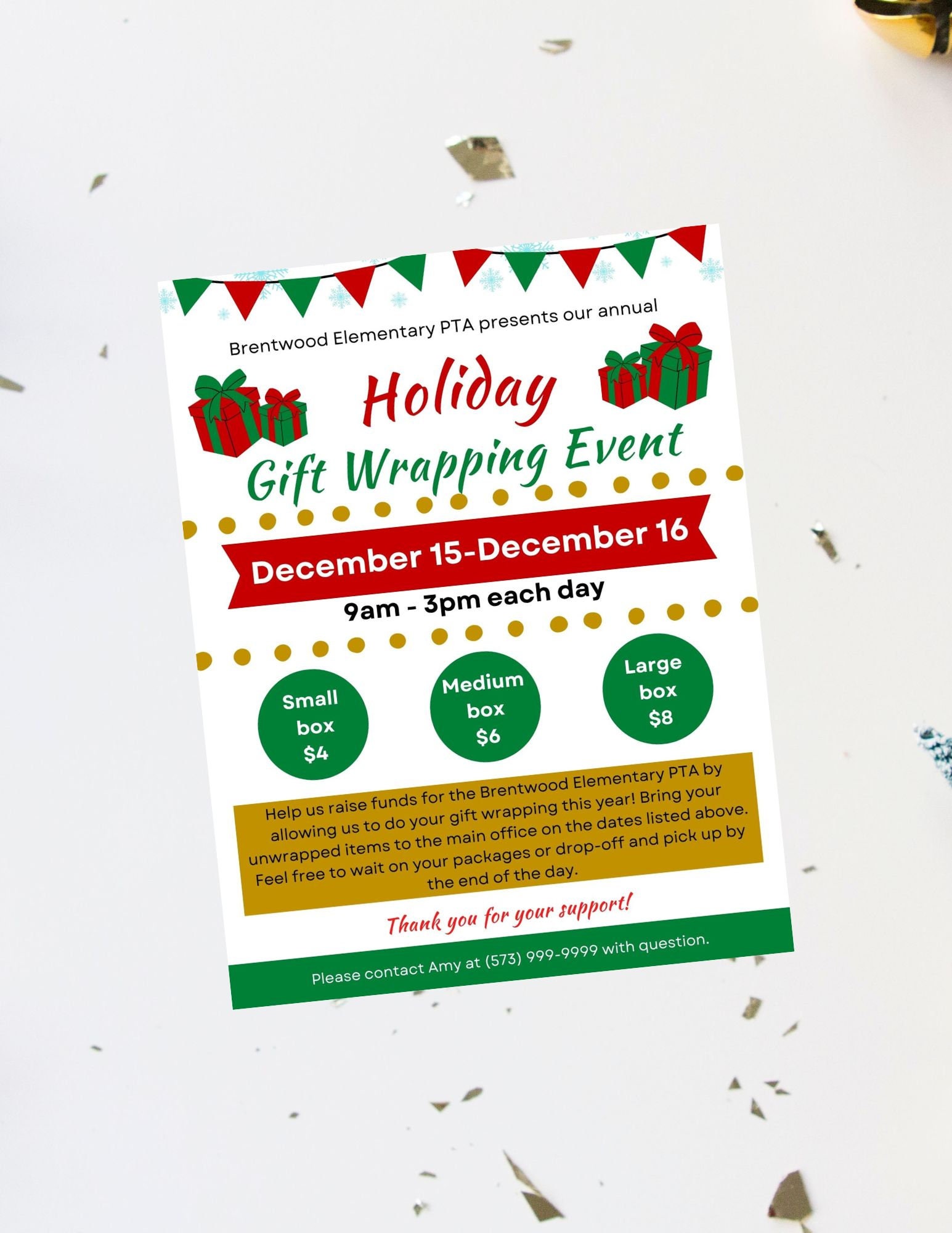 Gift Wrapping Fundraiser Event Flyer, Holiday Gift Wrapping, Christmas ...