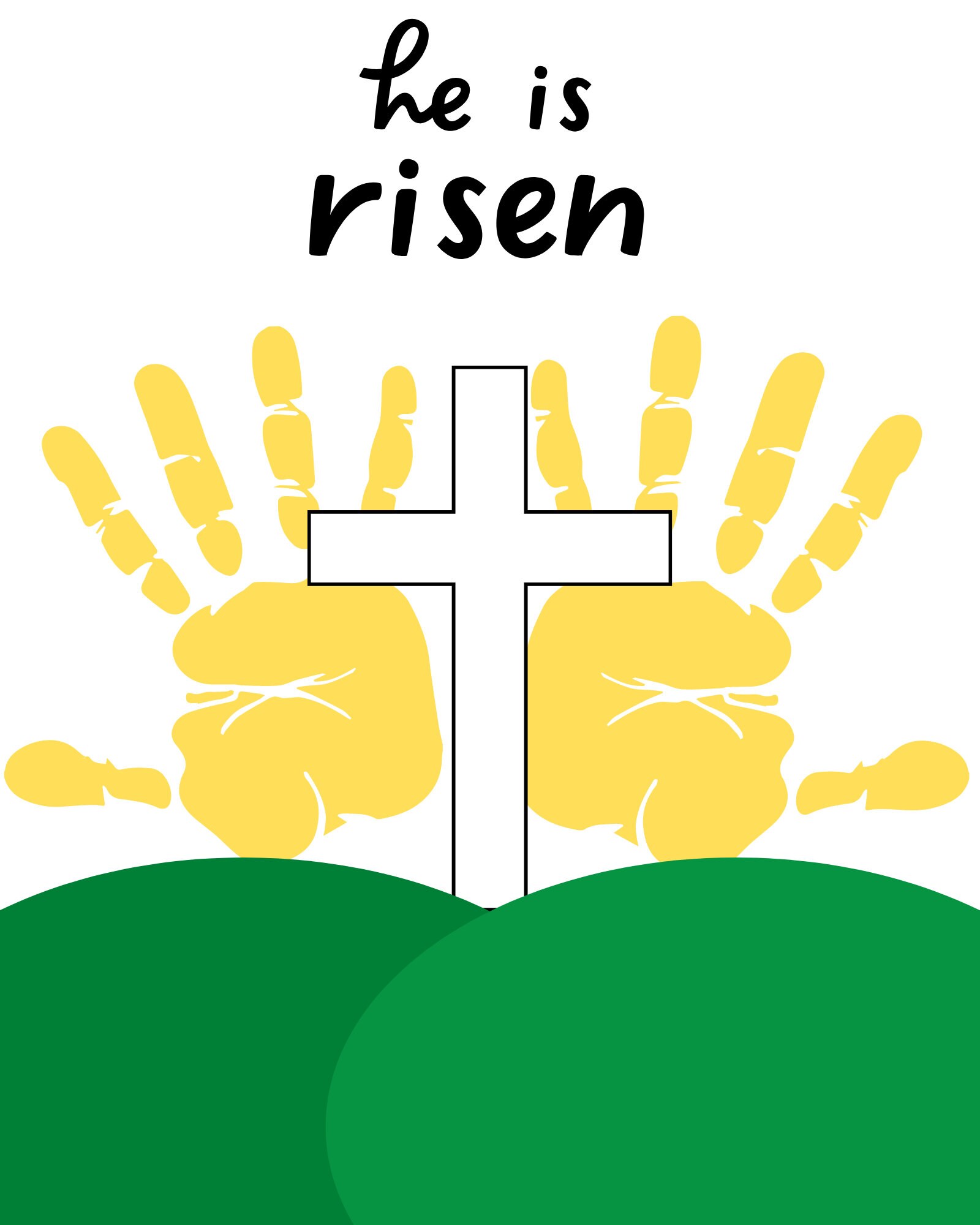 Easter Handprint Art Craft, He is Risen, Handprint Keepsake, DIY Craft ...