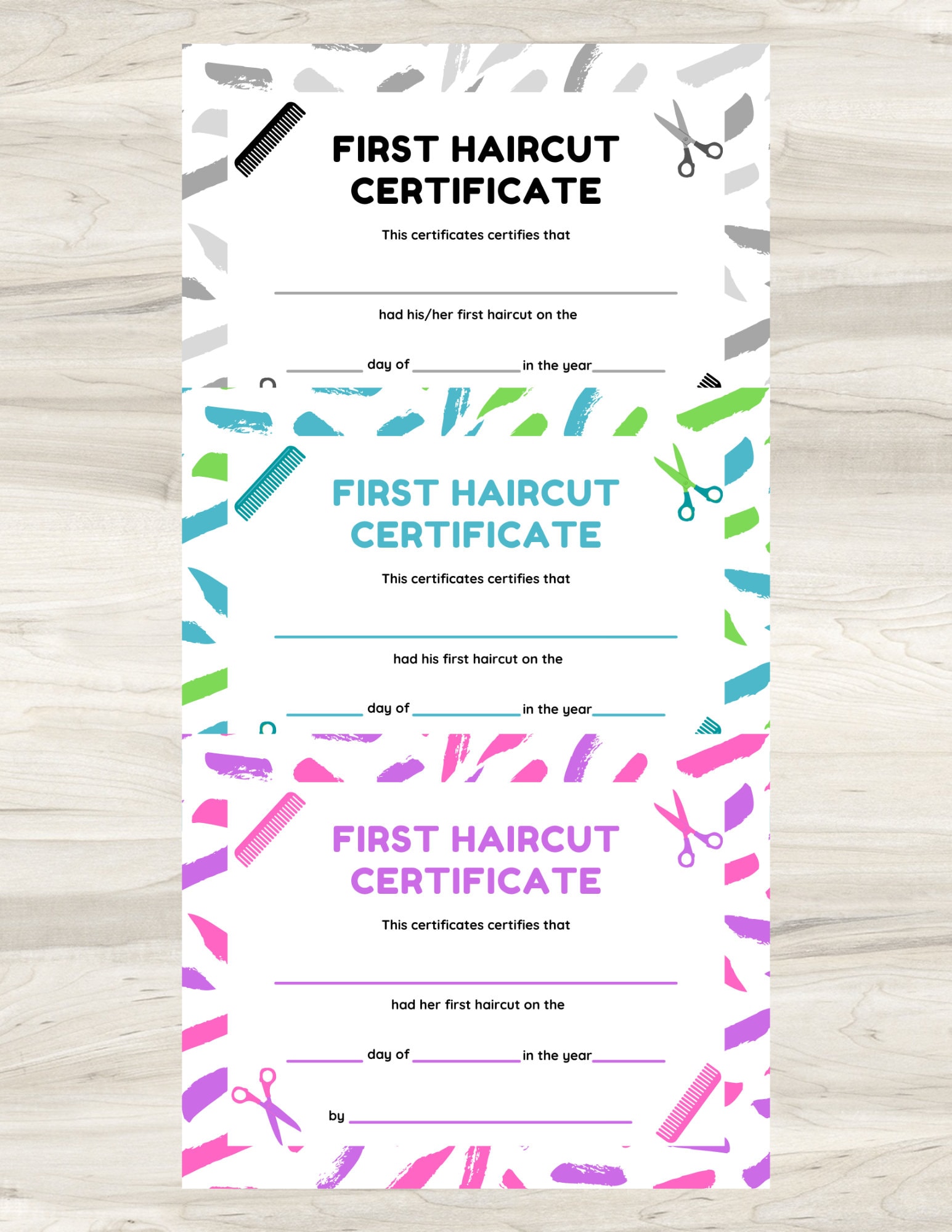 First Haircut Printable Certificate, Boys First Haircut, Girls First ...