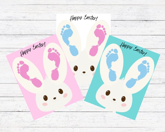 Easter Bunny Ears Footprint Craft Baby/toddler/kids Printable | Etsy