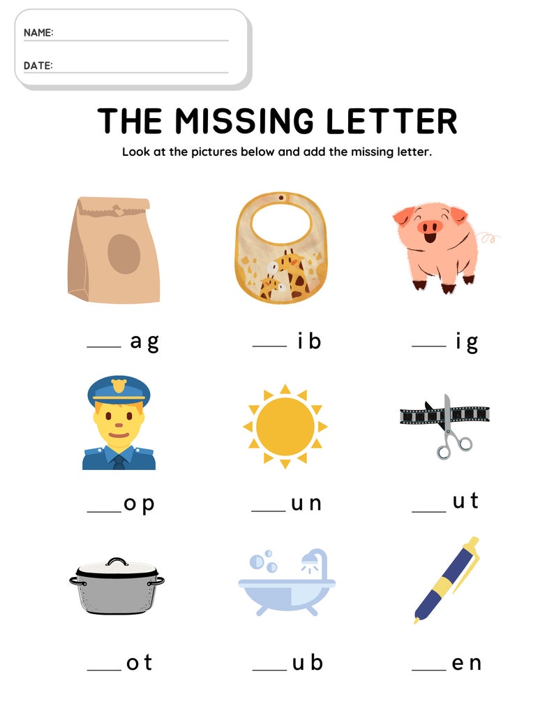 CVC Phonics Beginning Letter Sounds Worksheet Word Builder | Etsy