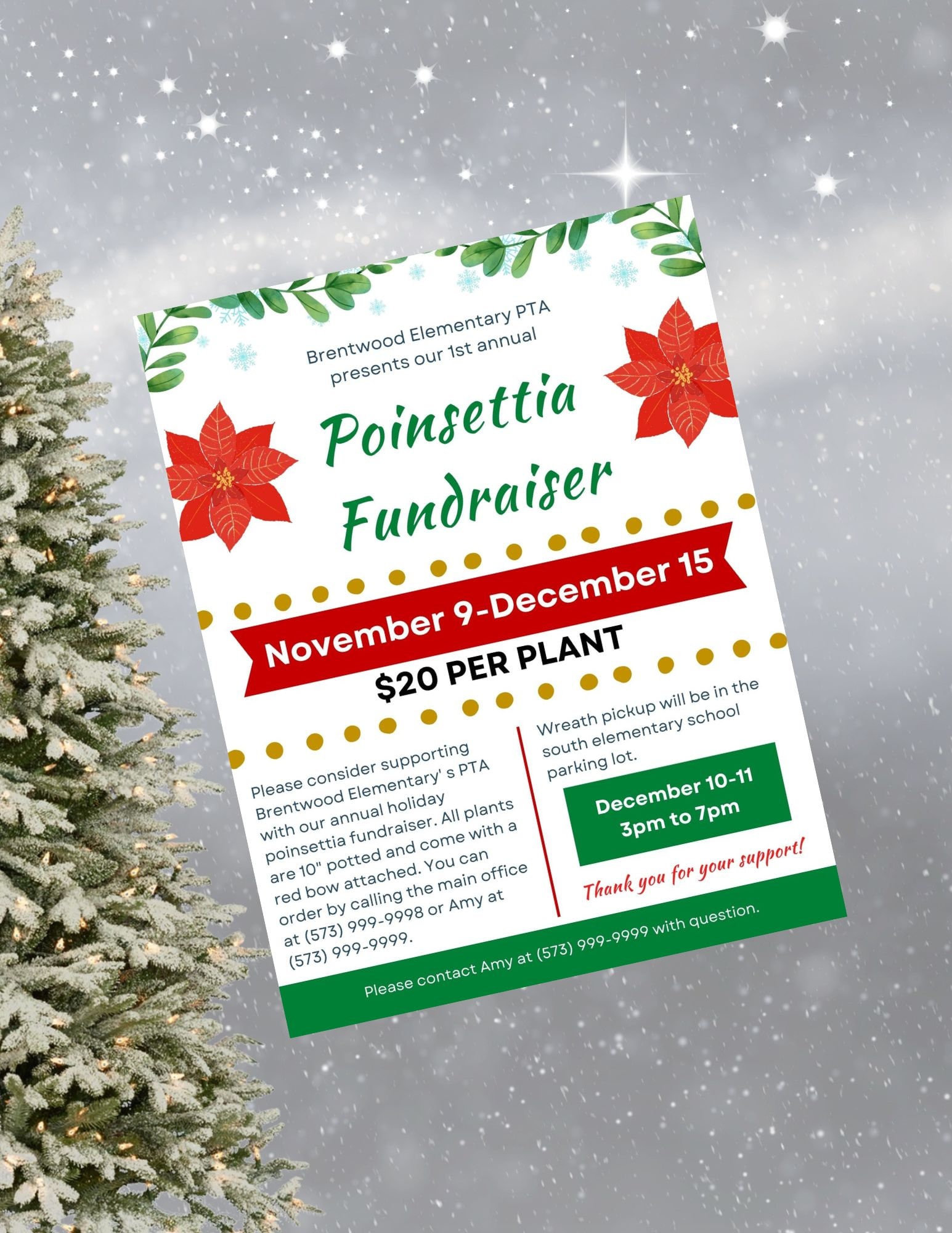 Poinsettia Fundraiser Flyer, Holiday Fundraiser Flyer, Christmas ...