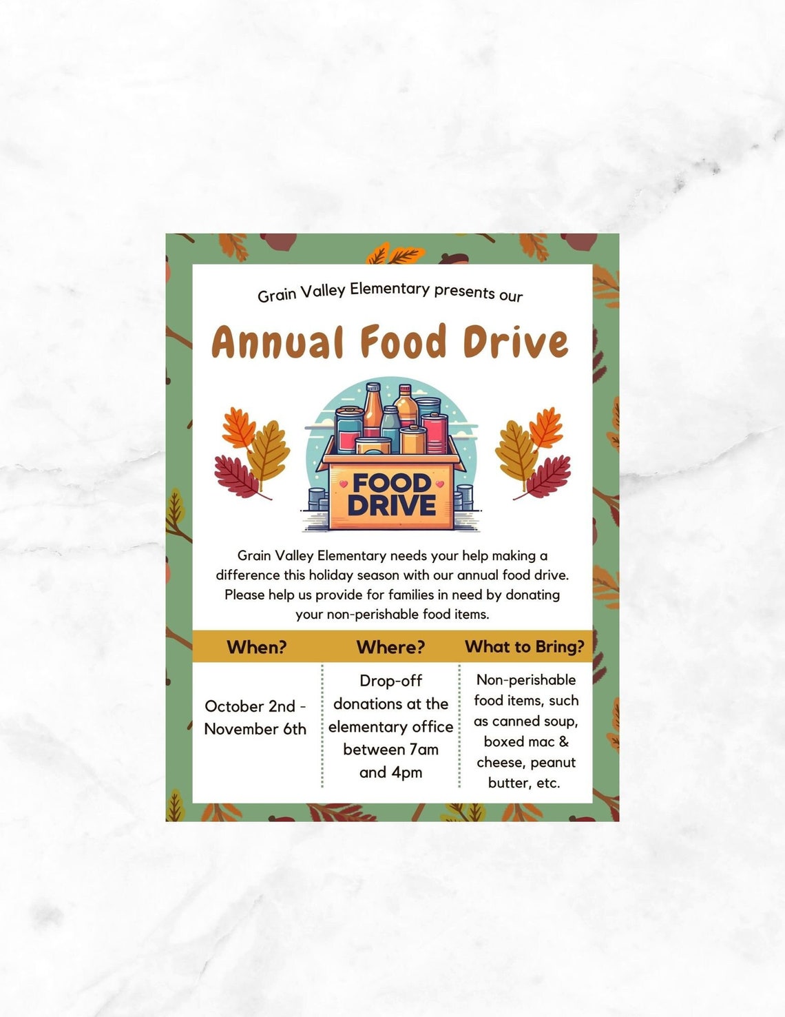 Food Drive Flyer Template, Food Drive Flyer, Food Donation Flyer ...