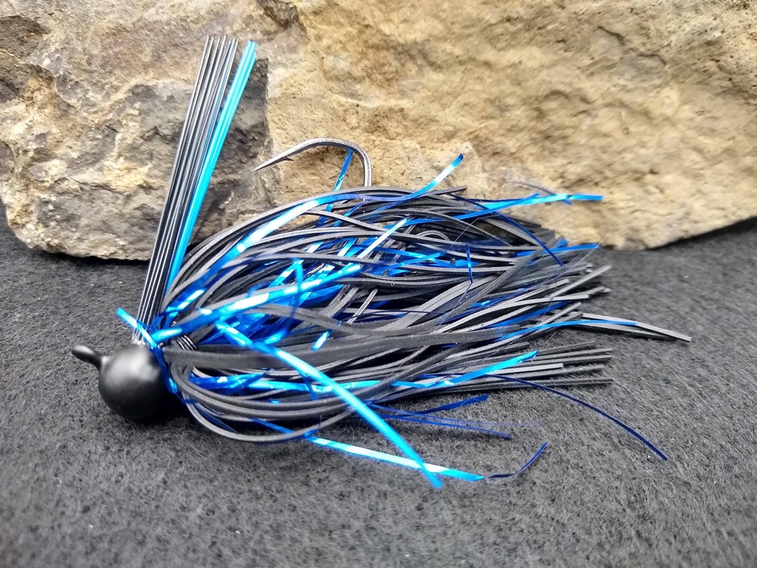 Black W/ Blue Tinsel Finesse Jig, Bass Fishing Lure - Etsy