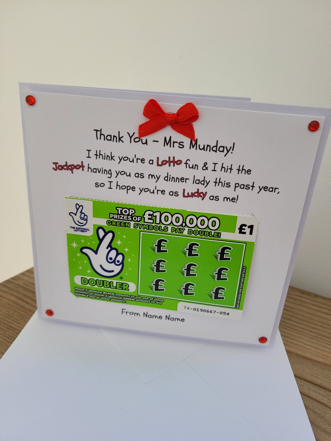 Teacher Lotto/scratch Card Greetings Card Card & Gift in One fun ...