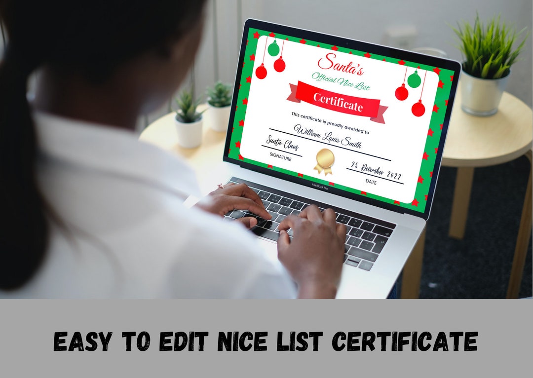 Editable Nice List Certificate, Christmas Eve Box, Printable, Canva ...