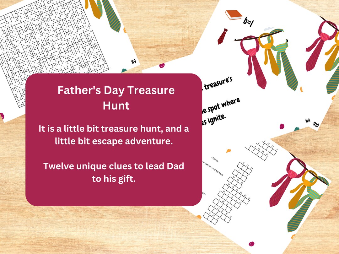 Father's Day Treasure Hunt, Father's Day Printable Clues, Scavenger ...
