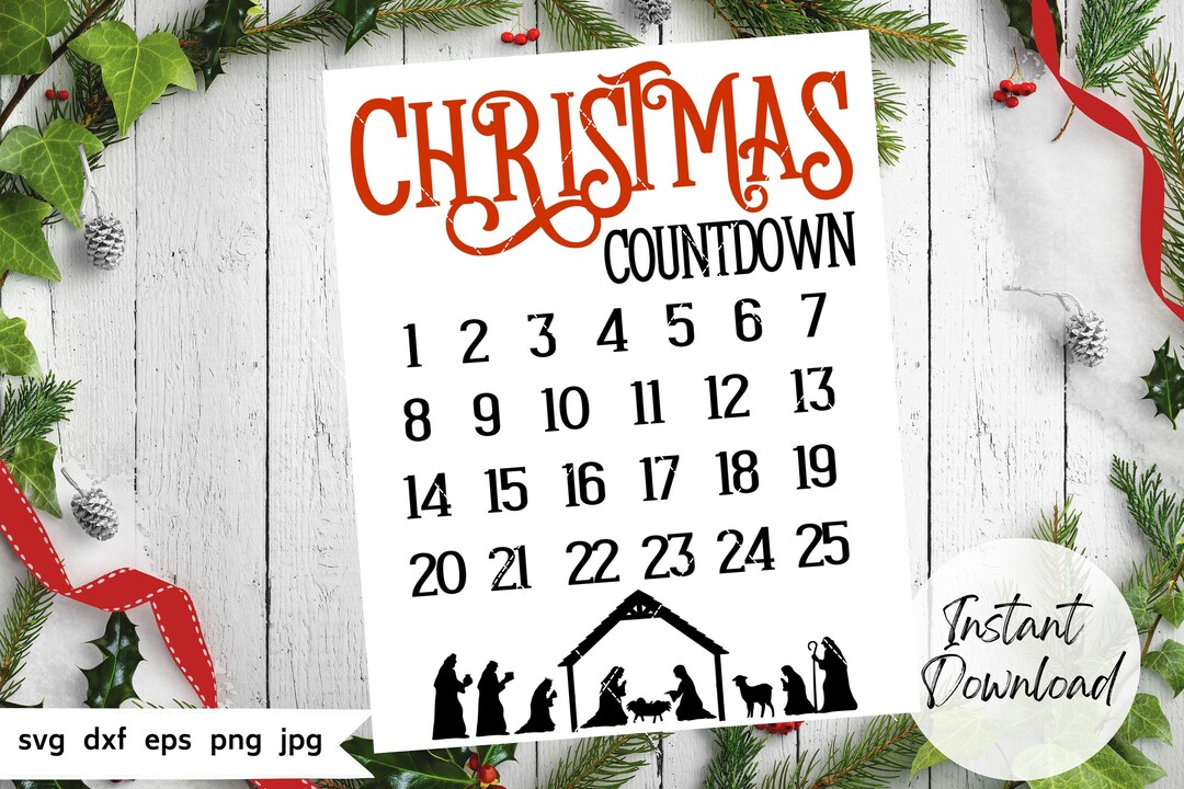 Christmas Countdown SVG, Christmas SVG, Christmas Calendar, Cut File ...