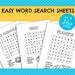 Word Search Printable Puzzle Kindergarten First Grade Word Search ...