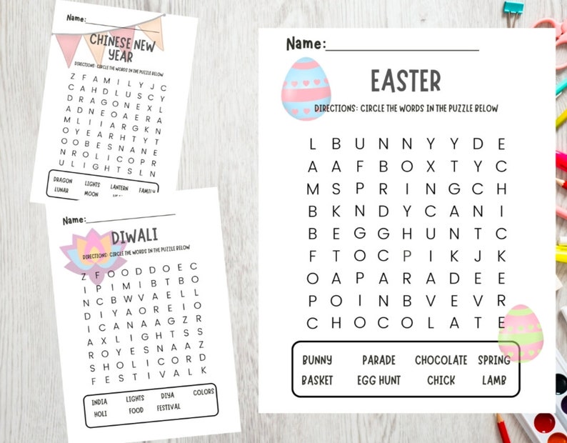 Word Search Printable Puzzle Kindergarten First Grade Word Search ...