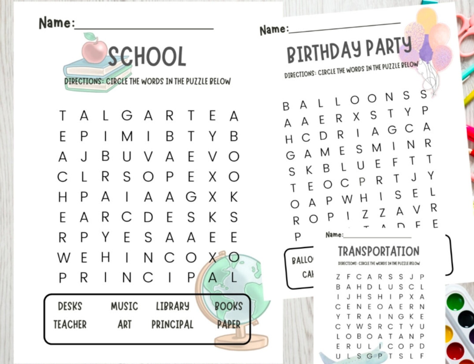 Word Search Printable Puzzle Kindergarten First Grade Word Search ...