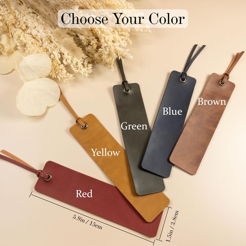 Personalized Leather Bookmark With Birth Flower, Custom Birthday Gift ...