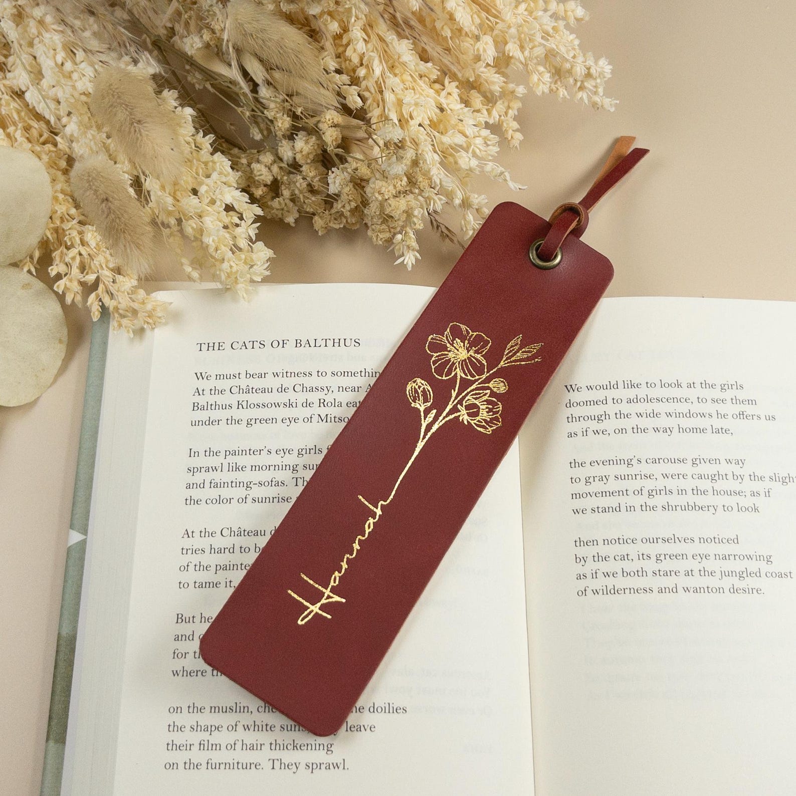 Personalized Leather Bookmark With Birth Flower, Custom Birthday Gift ...
