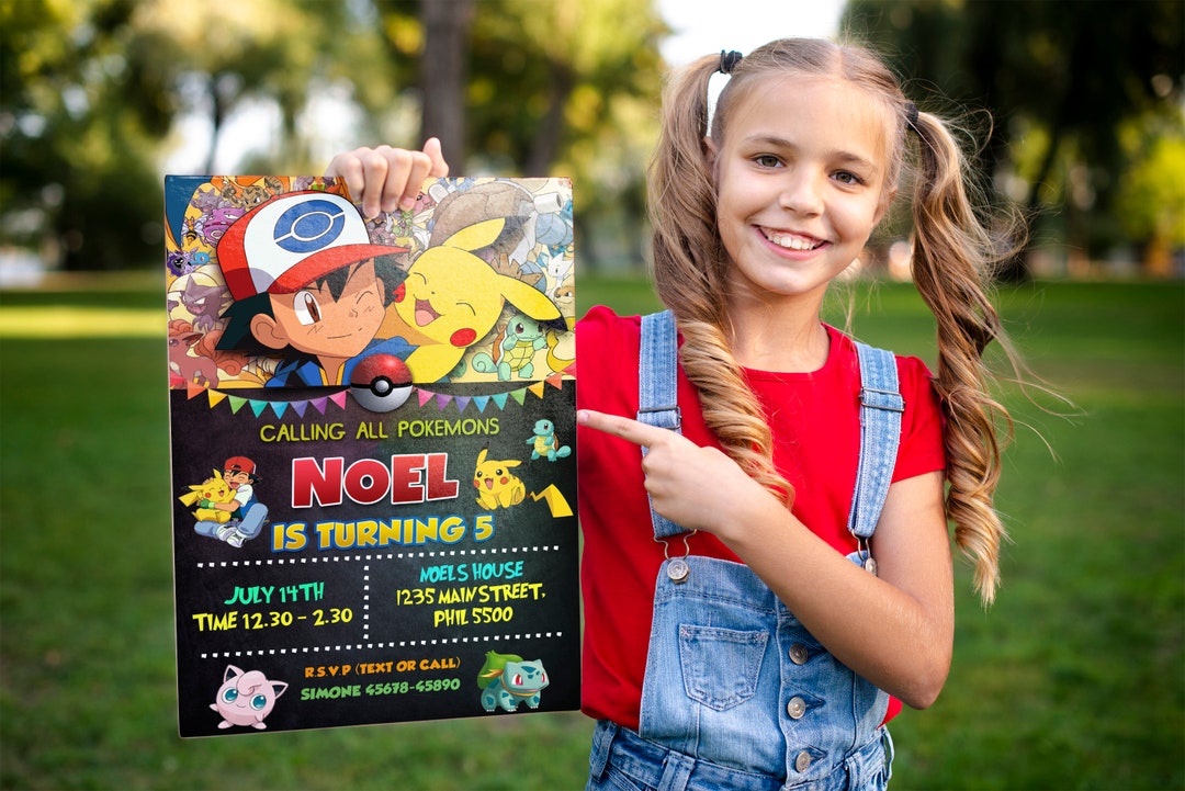 Pikachu Invitation Card Design, for Kid, Pokemon, Digital Print - Etsy