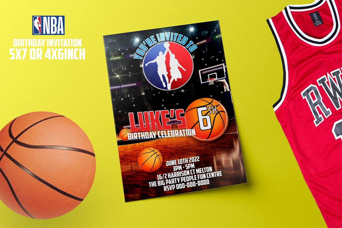 Basketball Birthday Invitation Card Design, NBA Player Card, Bday ...