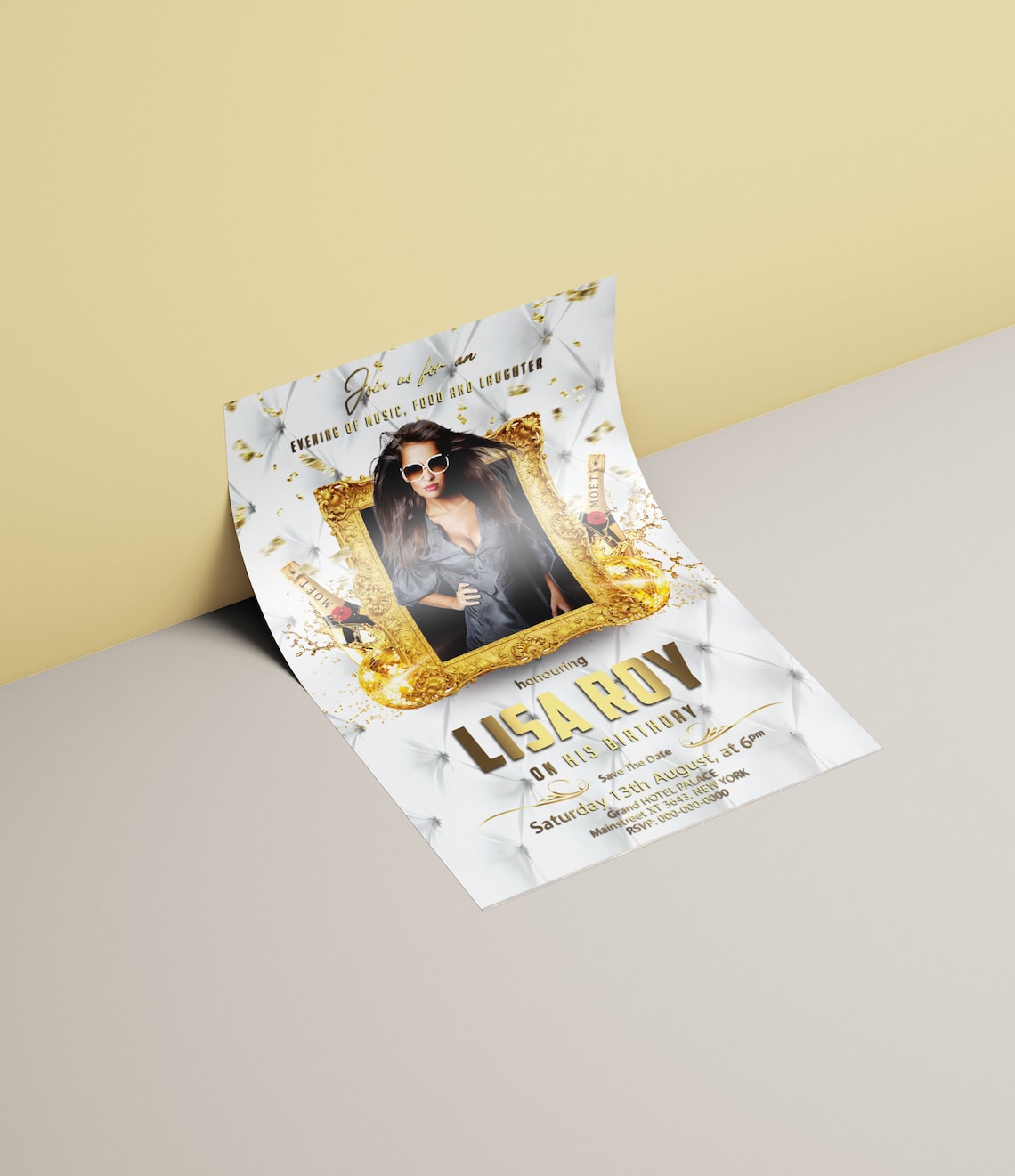 Birthday Party Invitation Card, Gold Frame, Gold Glitter, Luxury VIP - Etsy