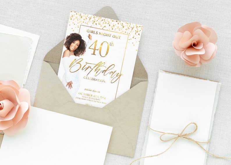 Birthday Invitation Card Design, Golden Girly, 50th, 40th, 60th ...