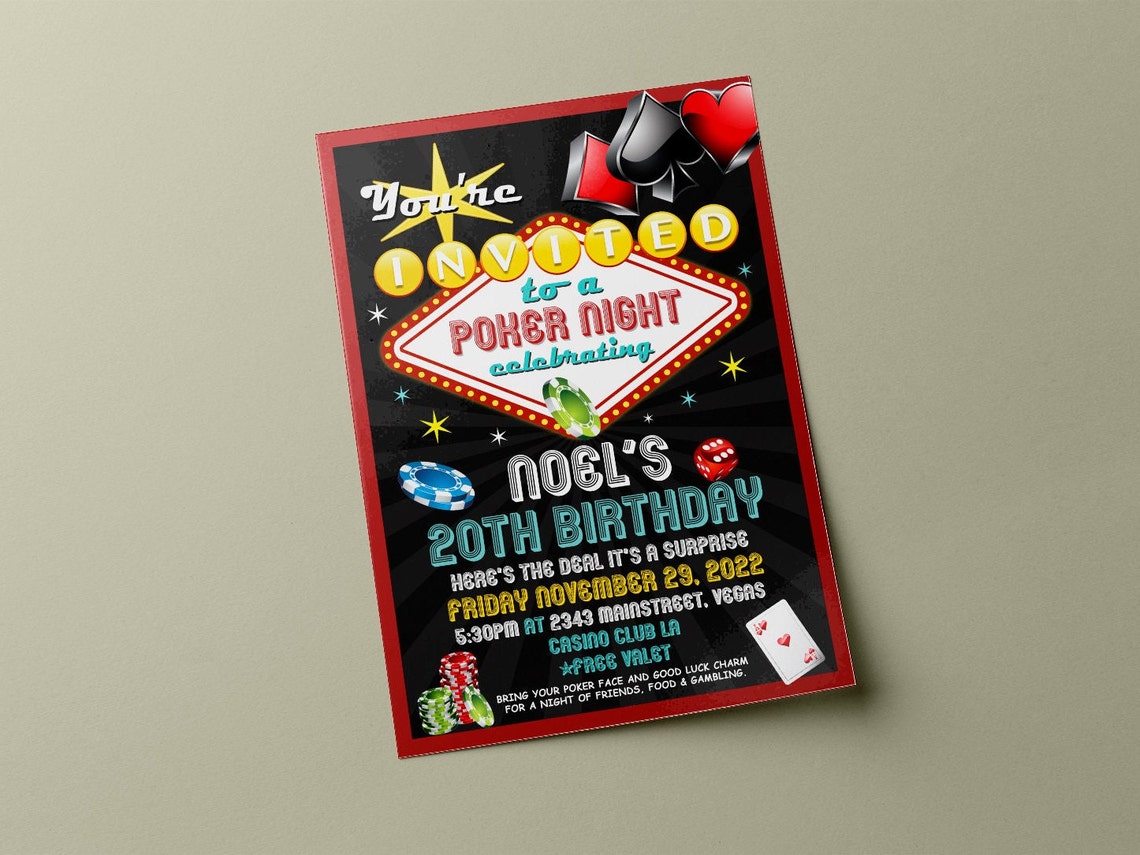 Poker Invitation Card Template, Casino Invitation, Poker Birthday Party ...
