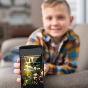 Alien Vs. Predator Birthday Invitation Card Design, for Kids, Digital ...