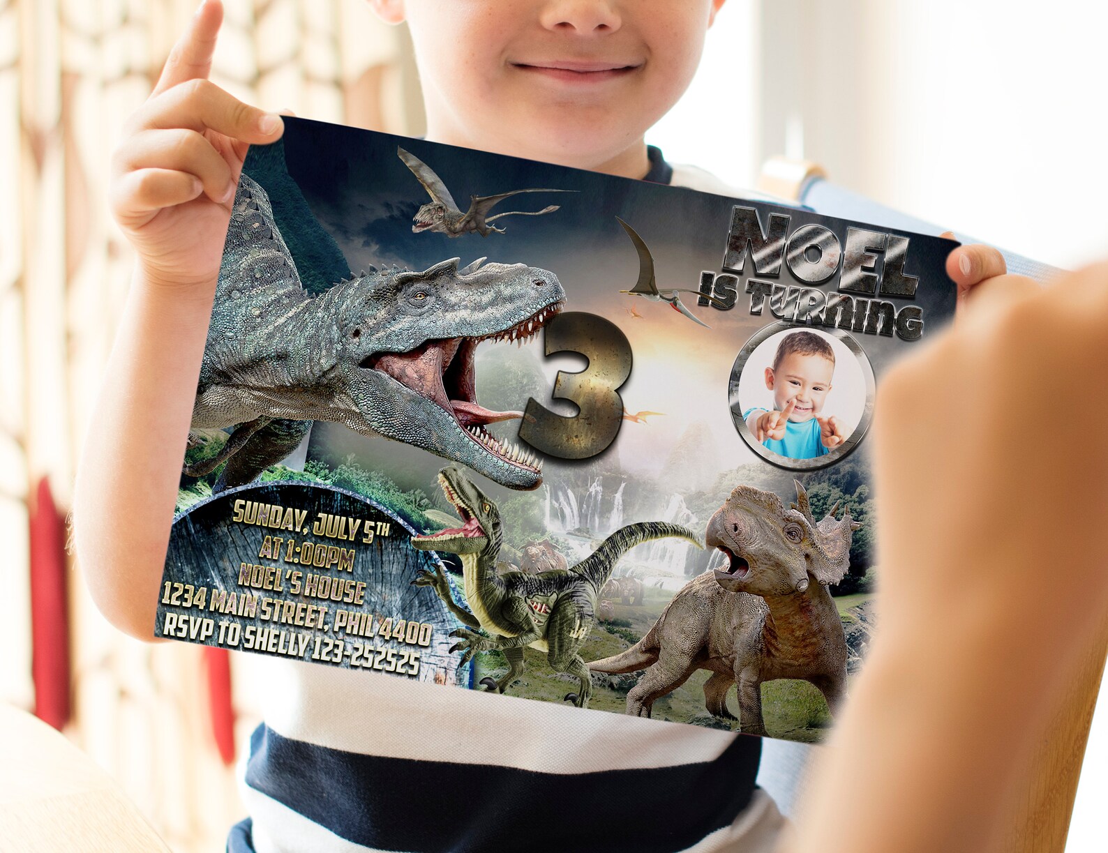 Jurassic World Birthday Invitation Card Design, Jurassic Park T-rex ...