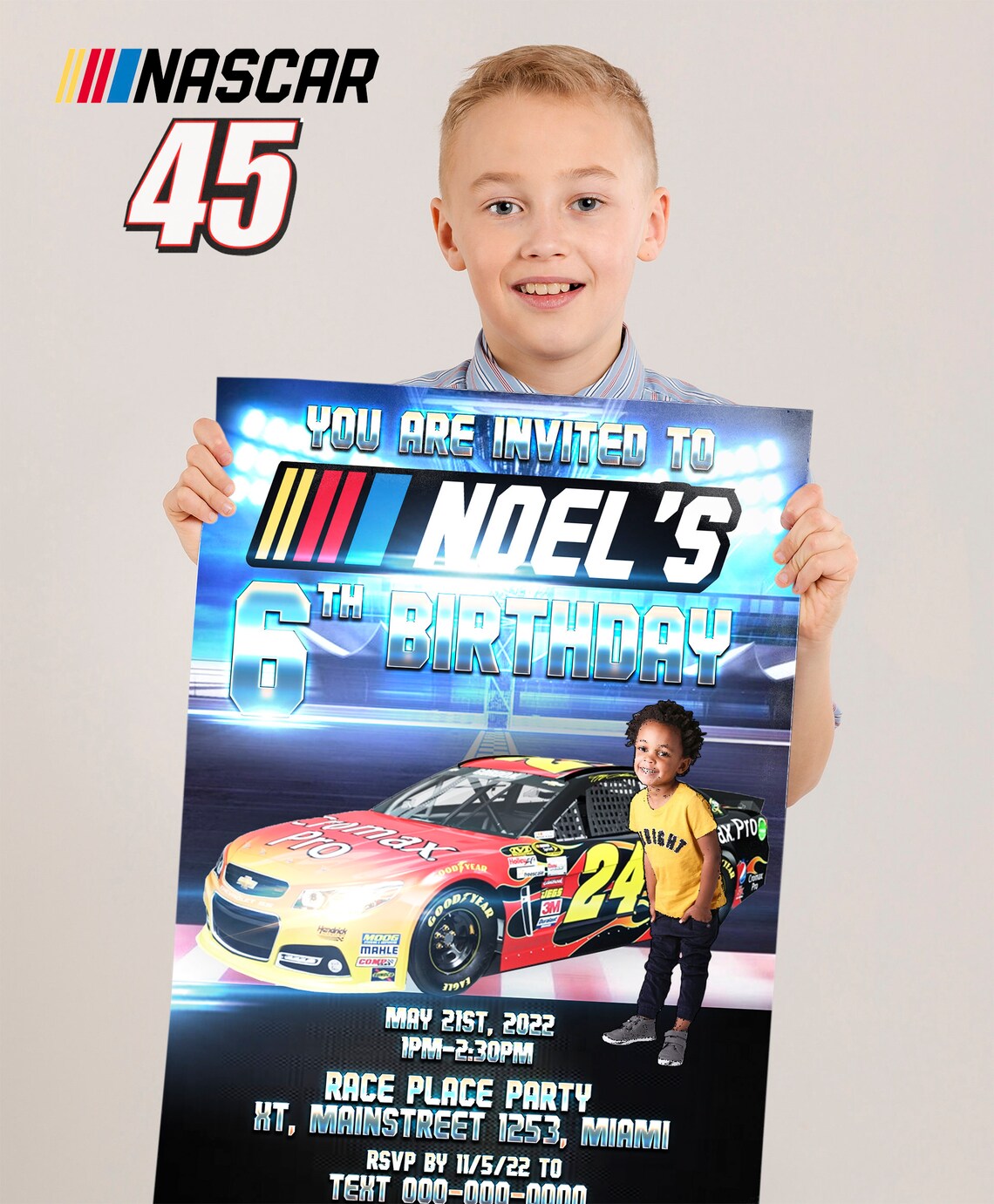 Nascar Birthday Invitation Card Design, Race Car Invitation Design ...