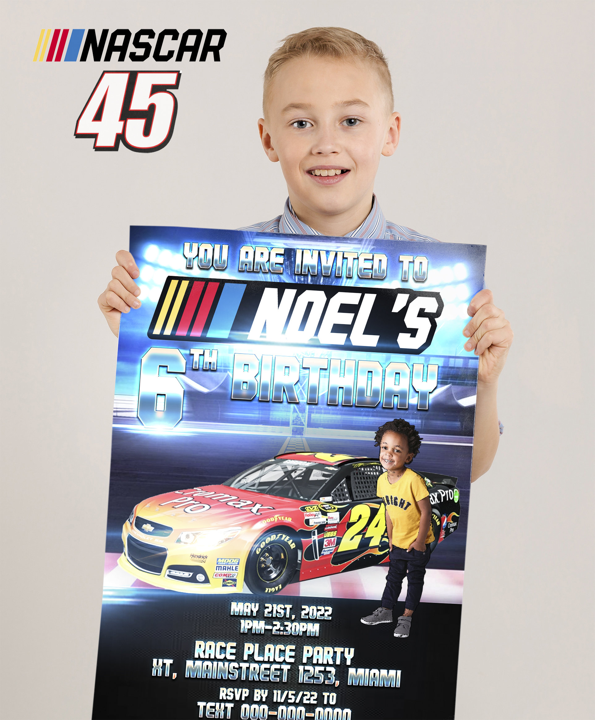 Nascar Birthday Invitation Card Design, Race Car Invitation Design ...