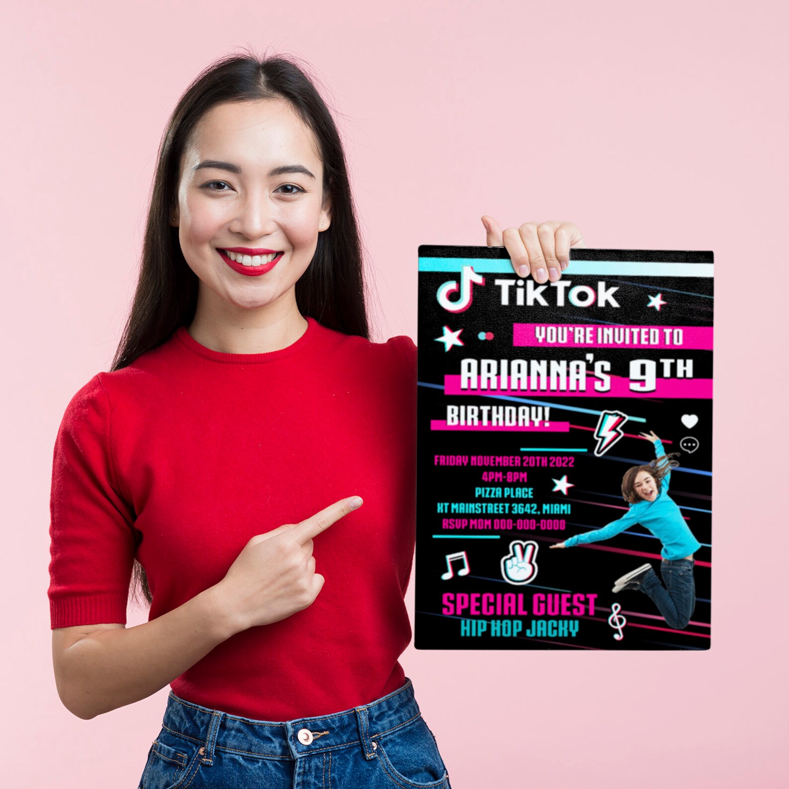 Tik Tok Invitation Birthday Card Template Social Media Tik - Etsy